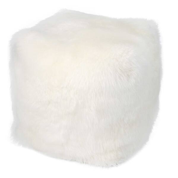 Mina Victory Lush White Faux Fur Throw Cube - Bed Bath & Beyond - 21899544