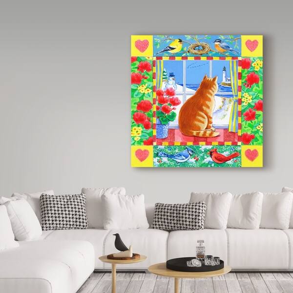 Geraldine Aikman 'Cat Winter View' Canvas Art - Multi-color - Bed Bath ...