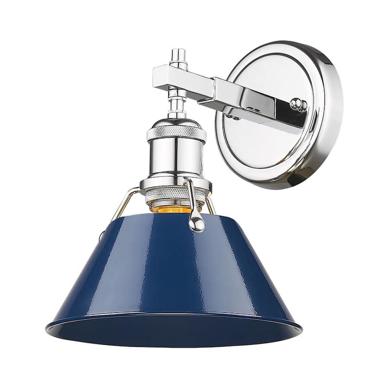 Orwell CH 1 Light Bath Vanity in Chrome with Navy Blue Shade - Chrome ...