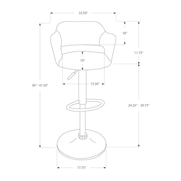 Bar Stool, Swivel, Bar Height, Adjustable, Metal, Pu Leather Look ...