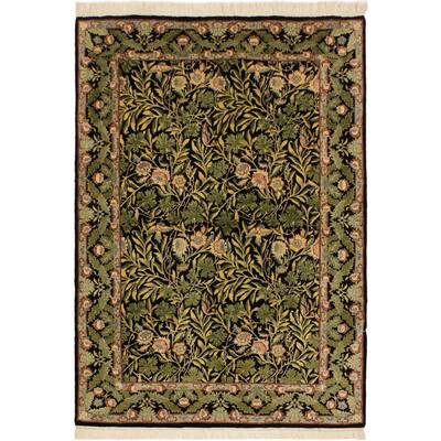 Imran Pak-Persian Danette Black/Green Wool Rug (4'1 x 6'0) - 4 ft. 1 in ...