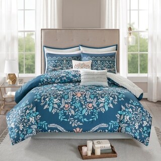 Madison Park Melora 8 Piece Cotton Printed Reversible Comforter Set ...