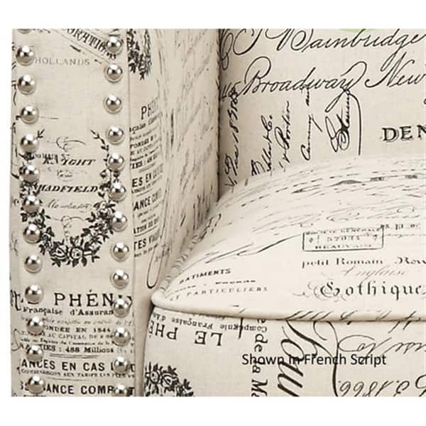 Bridgehampton Accent Chair with Nailhead Trim in French Script - Bed ...