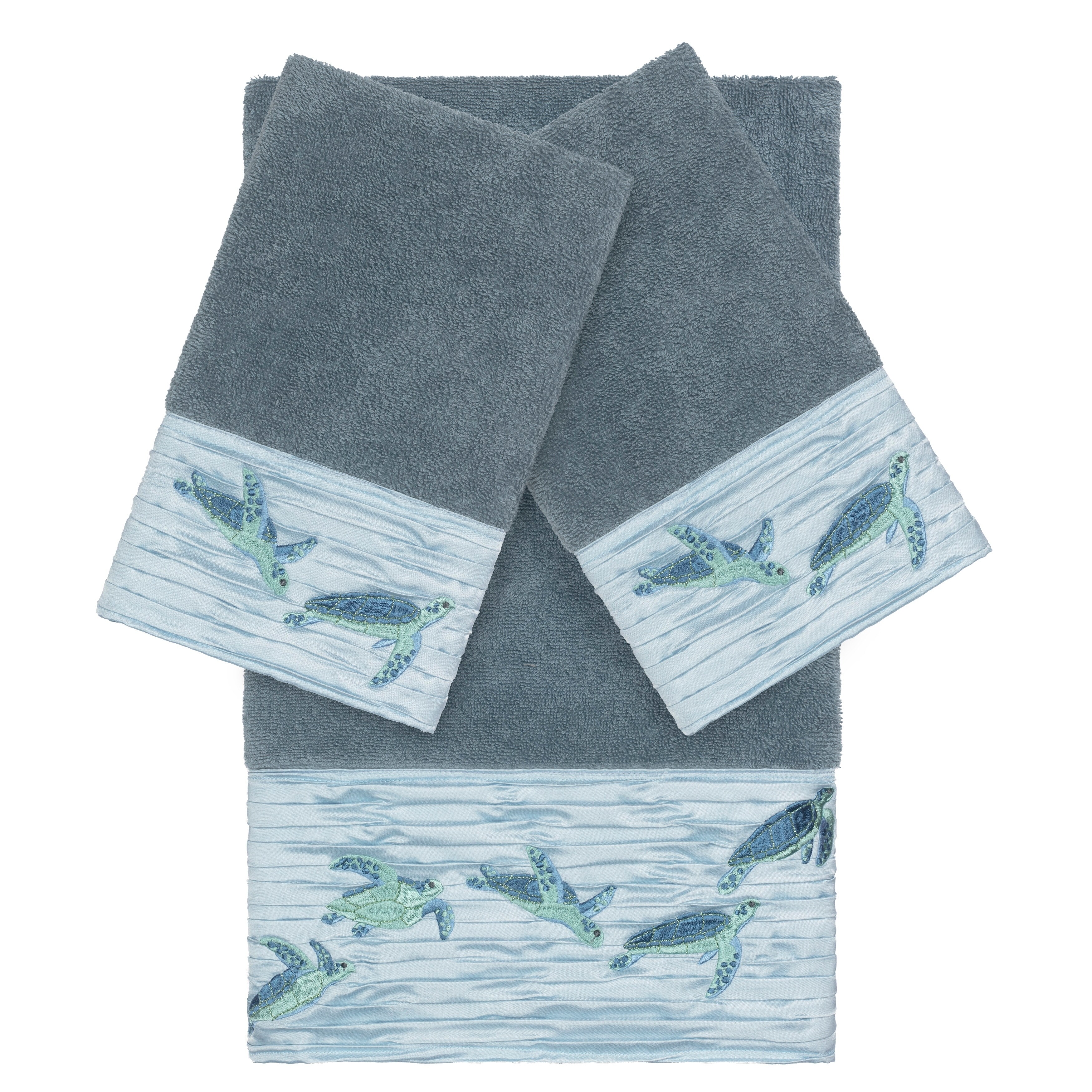 Authentic Hotel and Spa Turkish Cotton Turtles Embroidered Teal Blue 2 ...