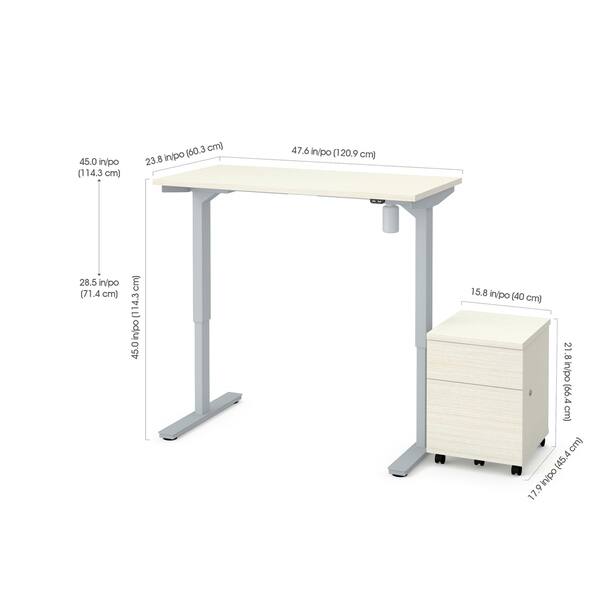 Bestar 2-Piece 24" x 48" Electric Height adjustable table and Mobile ...