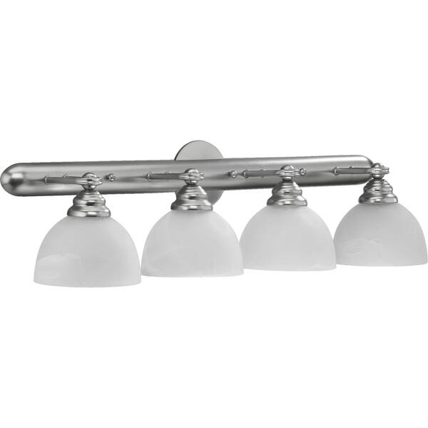 Hemisphere Satin Nickel and Faux Alabaster 4-light Vanity Lighting ...
