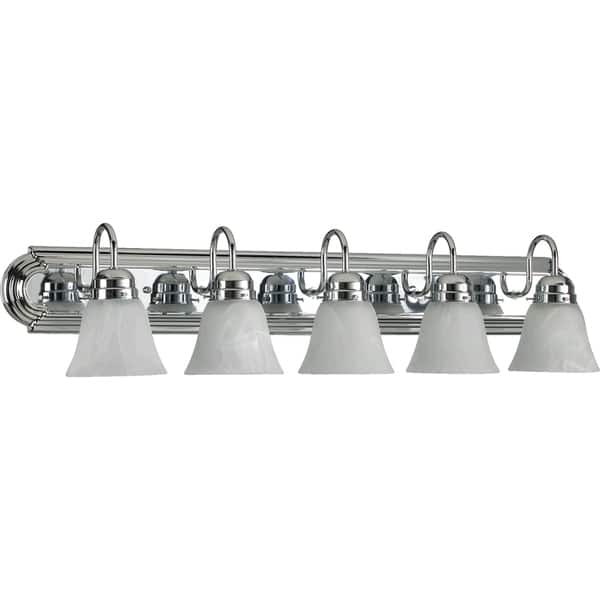 Chrome and Faux Alabaster 5-light Vanity Lighting - Bed Bath & Beyond ...