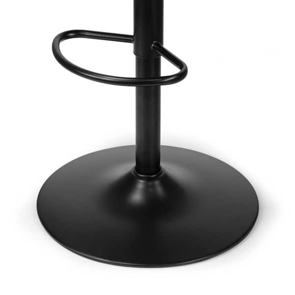 Set of 2 Alston Black Adjustable Height Swivel Bar Stool White Piping ...