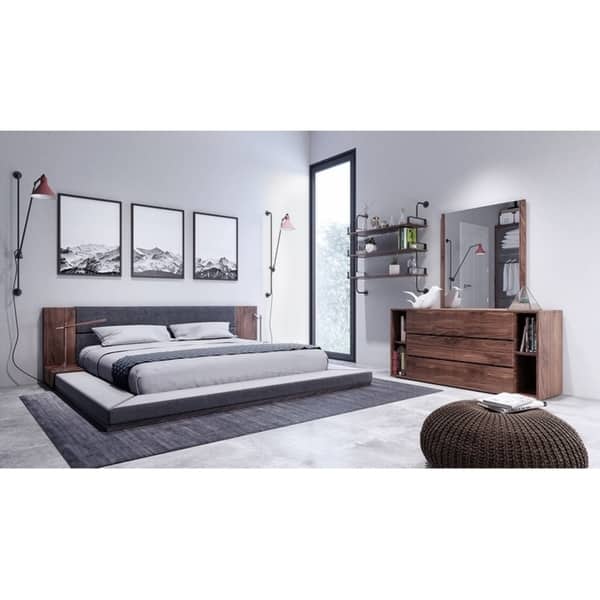 Nova Domus Jagger Modern Dark Grey & Walnut Bedroom Set - Bed Bath ...