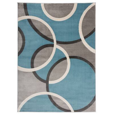 World Rug Gallery Contemporary Scroll Circles Design Area Rug Blue - 3 ...