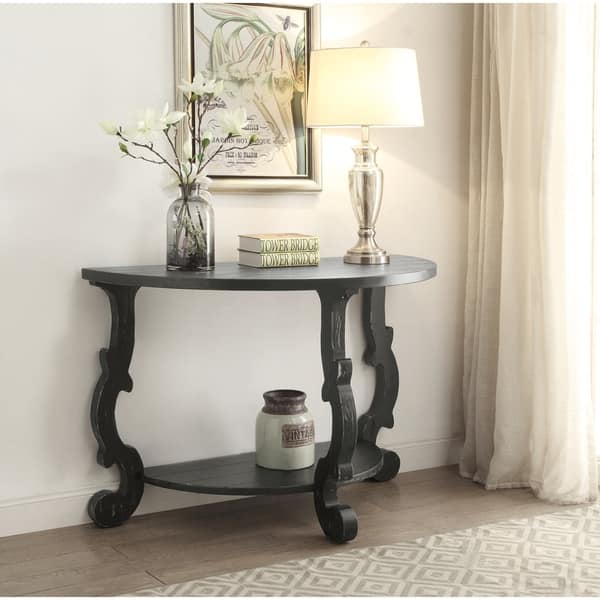 Somette Orchard Black Rub Demilune Console Table - 48"L x 24"W x 32"H ...