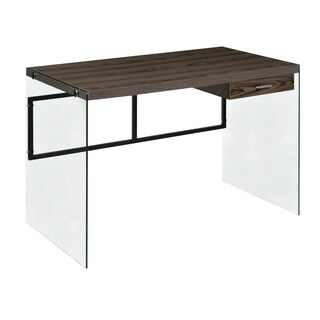 Escher Skye Computer/Writing Desk, Clear Glass and Wood, Walnut - Bed ...