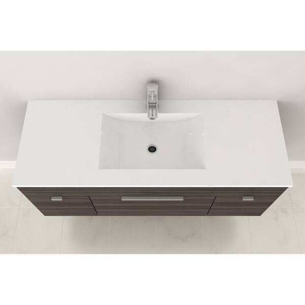 Textures Collection 48" Wall Mount Bathroom Vanity - 2 Doors, 1 Drawer ...