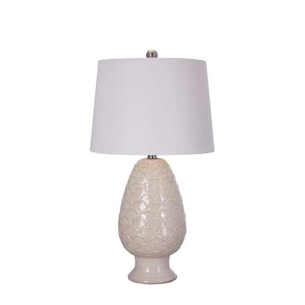 Fangio Lightings 8828 27 inch White Ceramic Table Lamp with Ripples ...
