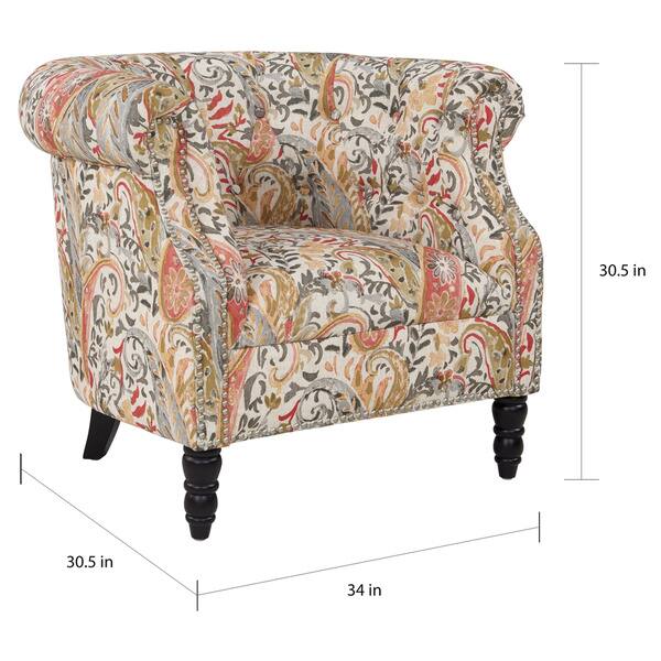 Gracewood Hollow Mungoshi Multi Coral Paisley Arm Chair - Bed Bath ...