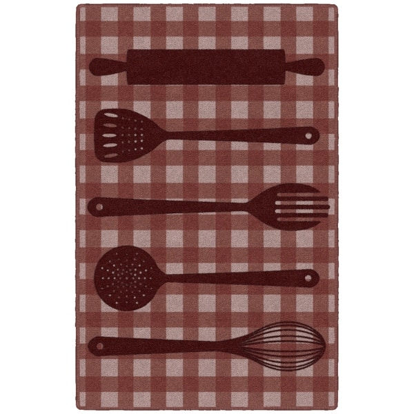 Brumlow Mills Kitchen Utensils in Red, Kitchen Rug RED - 2'6" x 3'10 ...