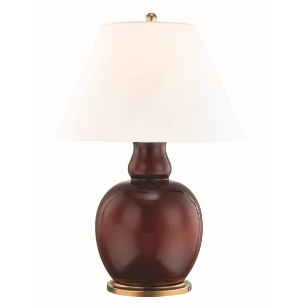 Hudson Valley Tang 1-light Imperial Ox Blood Red Table Lamp with Aged ...