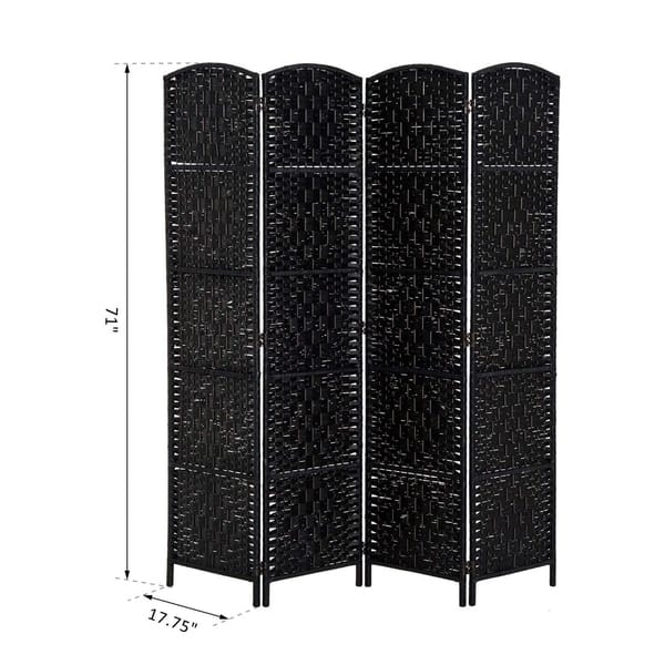 HomCom 6' Tall Wicker Weave Four Panel Room Divider Privacy Screen ...