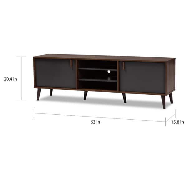 Mid-Century Brown and Grey TV Stand by Baxton Studio - Bed Bath ...