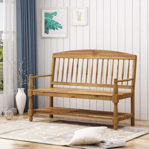 Farmhouse wood bench with back store