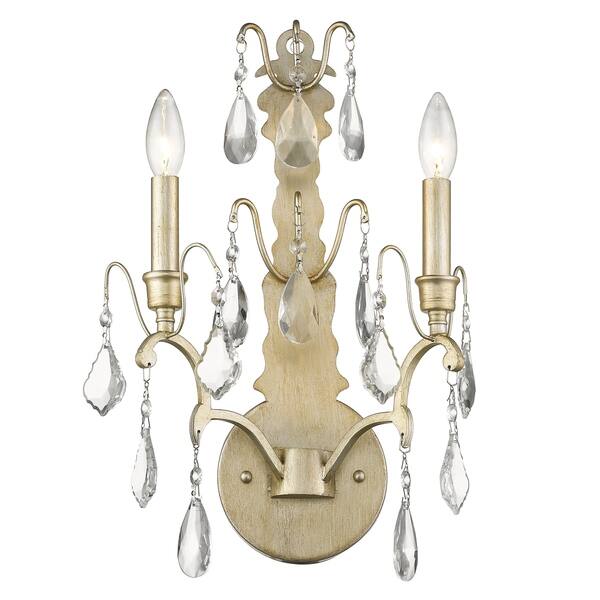 Brienne 2-Light Washed Gold Sconce with Fire-Molded Crystals - Bed Bath ...