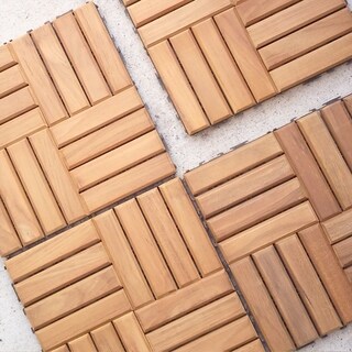 Cambridge Casual Teak Wood Interlocking Deck Tile Set (Pack of 10 ...