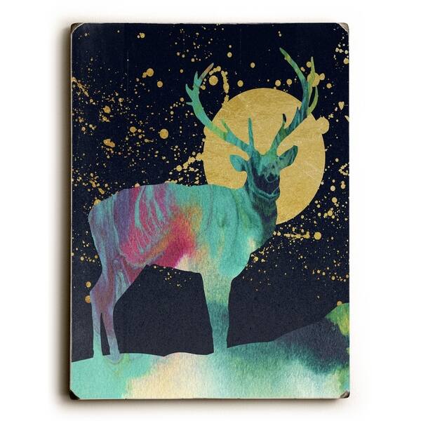 Moon Deer - Multi - 9x12 Solid Wood Wall Decor by OBC - 9 x 12 - Bed ...