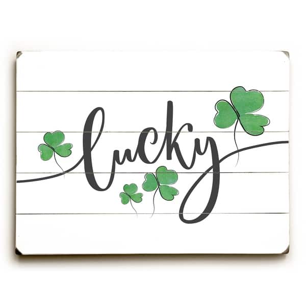 Lucky - White Planked Wood Wall Decor by OBC - Bed Bath & Beyond - 22378884