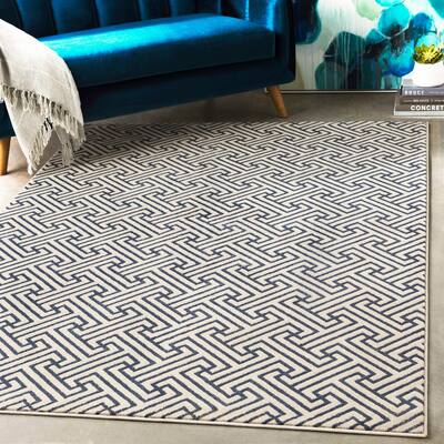 Linnea Navy Greek Key Accent Rug - 2' x 3' - Overstock - 22403316