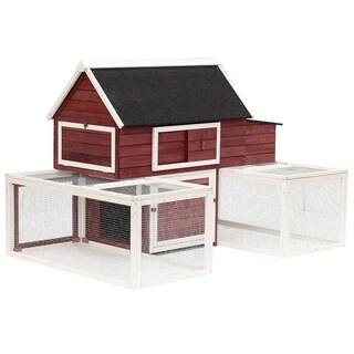 PawHut 114" Modular Wooden Backyard Chicken Coop With Nesting Box And ...