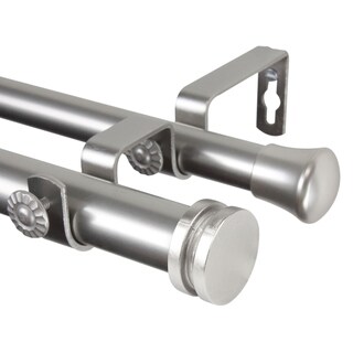 Rod Desyne Bun 1" Steel Double Curtain Rod 48"-84" - Satin Nickel - Bed ...
