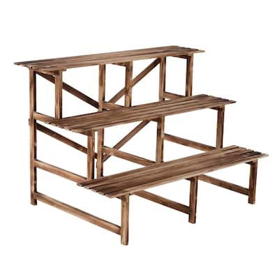 Outsunny 47" Wooden 3-Tier Step Style Plant Stand - Overstock - 22466565