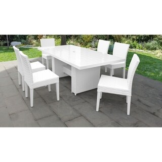 Monaco Rectangular Outdoor Patio Dining Table with 6 Armless Chairs ...