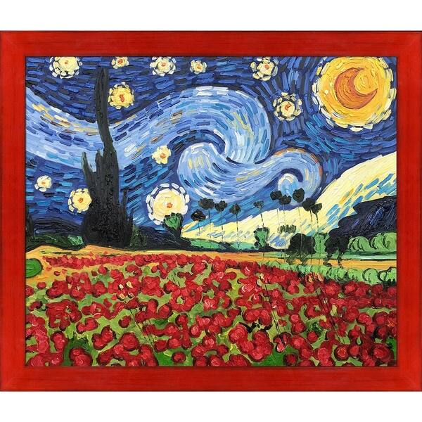 La Pastiche Original 'Starry Poppies Collage' Hand Painted Oil ...