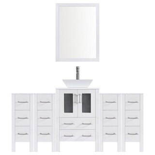 84" Modern Bathroom Vanity Set with Mirror and Sink LV2-C9-84-W (White ...