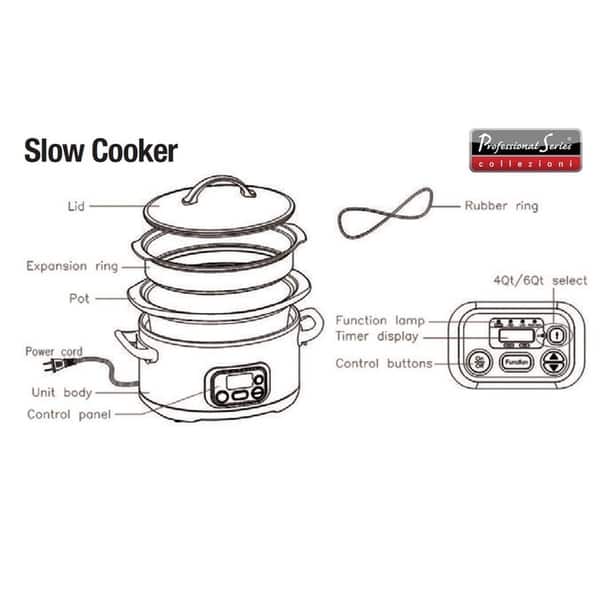 Continental Electric Pro 4-6 Quart Digital Slow Cooker Stainless Steel ...