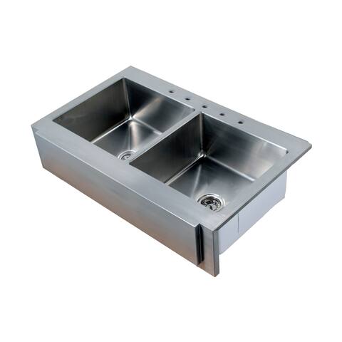 EMPIRE 42-inch Farmhouse Stainless Steel 16 Gauge Double Bowl Kitchen ...