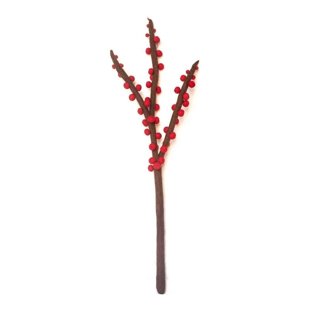 Handmade Felt Red Berries Stem (Nepal) - Overstock - 22572092