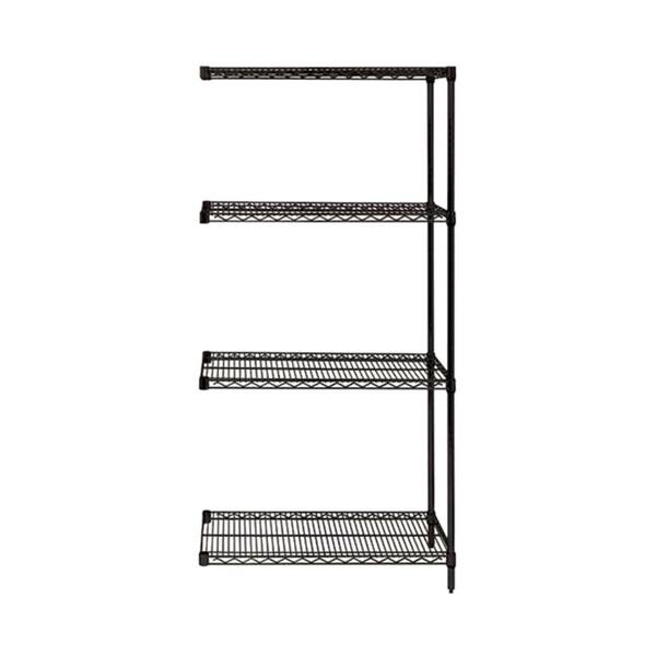 Quantum Wire Shelving 4 Shelf Black Add On Unit - 12" x 48" x 63" - Bed ...