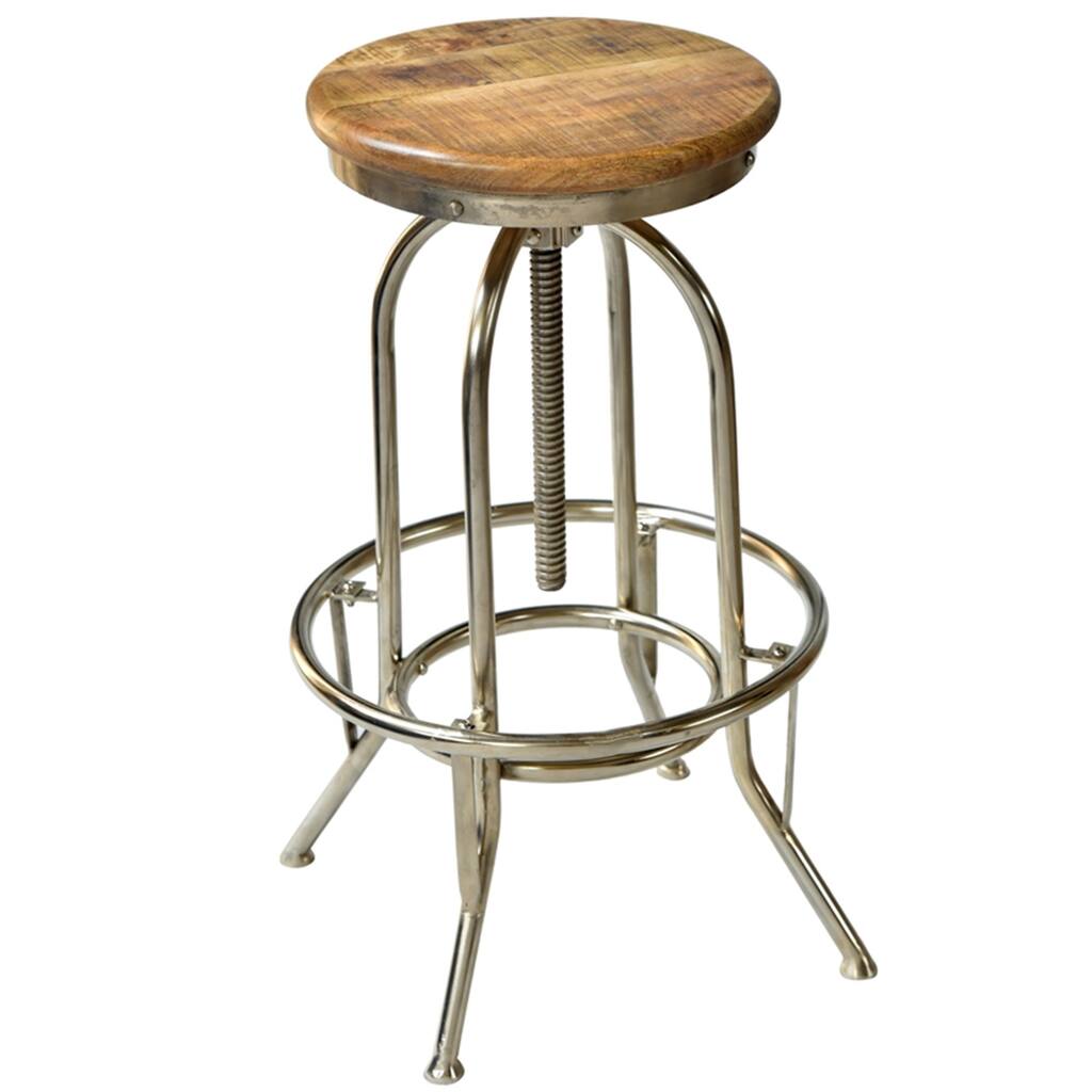 Naveed Adjustable Mango Wood Seat Iron Base Stool - Overstock - 22575155