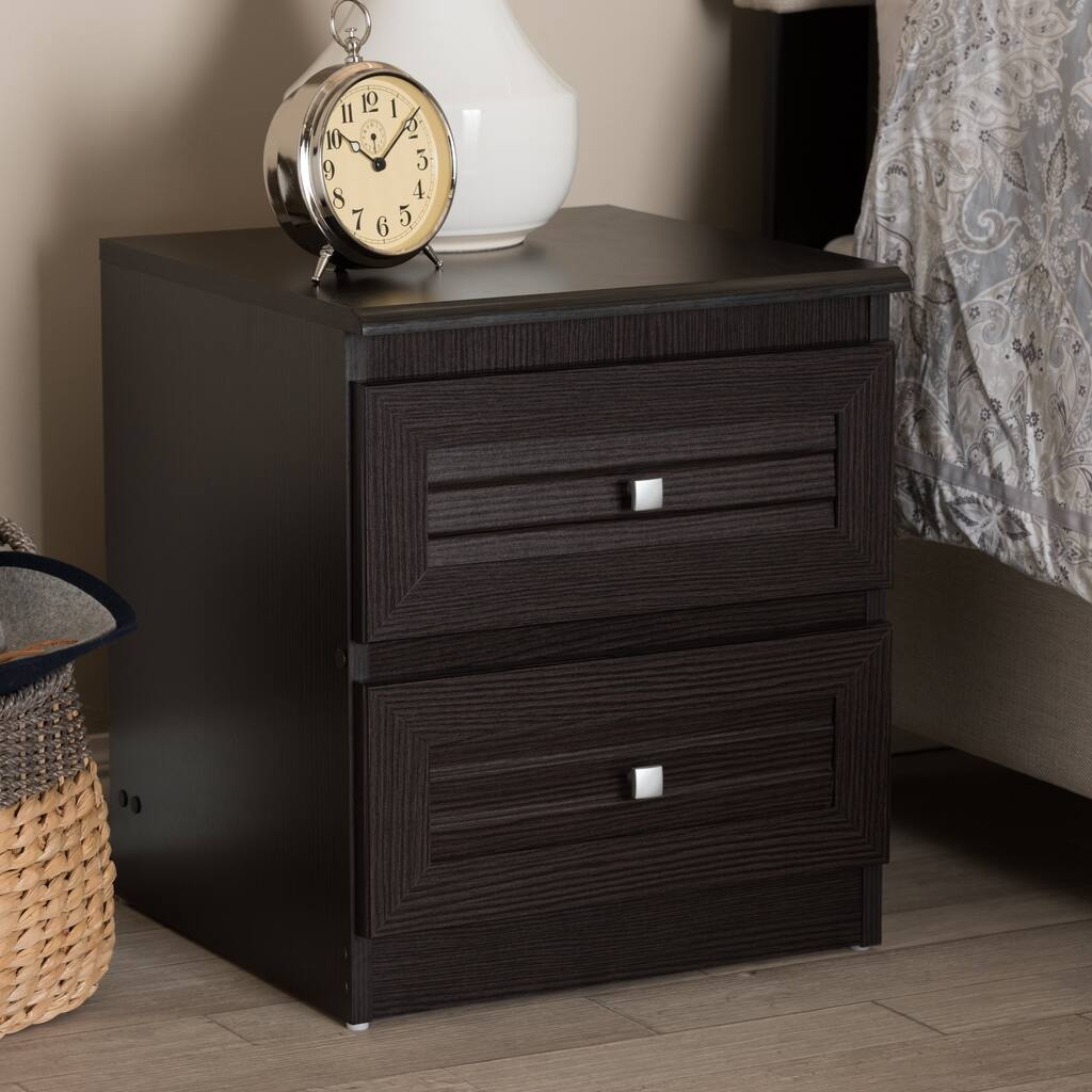 Contemporary Wenge Brown 2-Drawer Nightstand by Baxton Studio ...