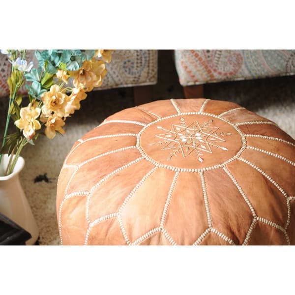 The Curated Nomad Aptos Handmade Moroccan Leather Pouf Authentic Ottoman - On Sale - Bed Bath ...