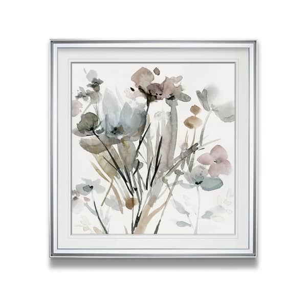 Dainty Blooms I -Custom Framed Print - blue, white, grey, yellow, green ...