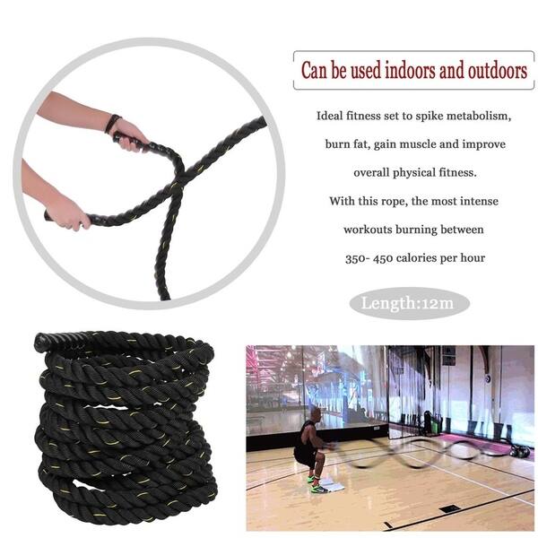 Poly Dacron 50mm 12m Battle Rope Body Power Training Workout Fitness ...