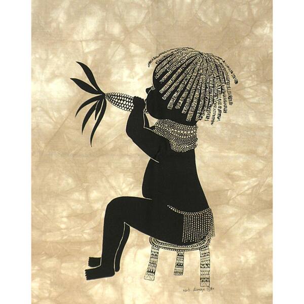 Heidi Lange 'Maina' Unframed Batik Cotton Screen Print (As Is Item ...