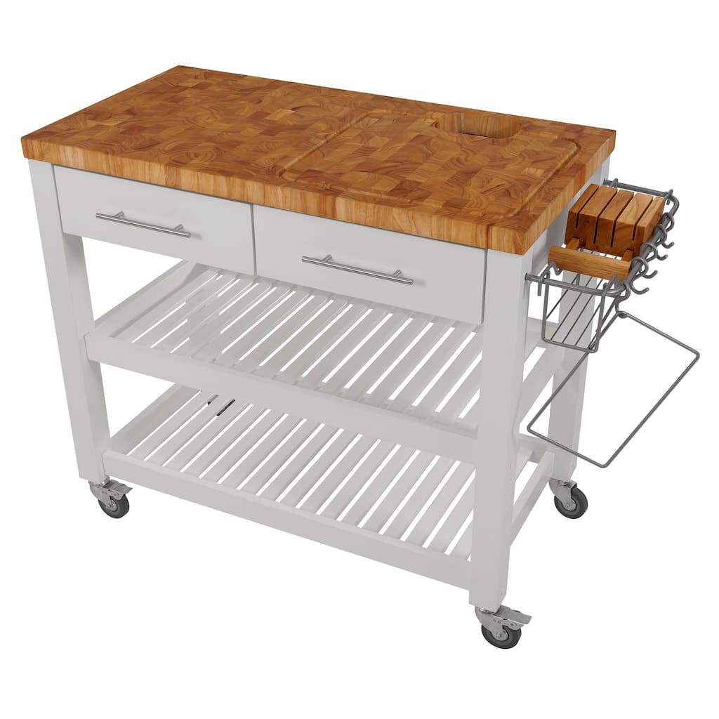 Pro Chef Work Station White All Wood - Overstock - 22698322