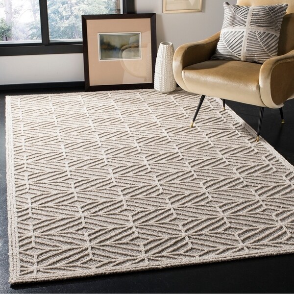 Shop Safavieh Handmade Trace Contemporary Geometric Ivory / Black Wool ...