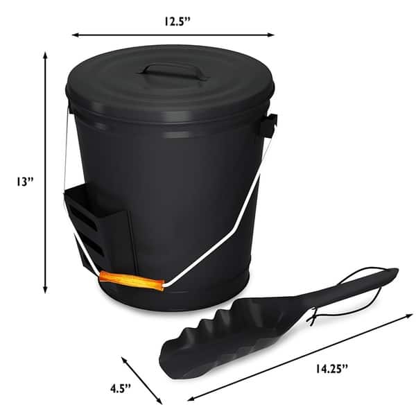 4.75 Gallon Black Ash Bucket with Lid and Shovel-Essential Tools by ...