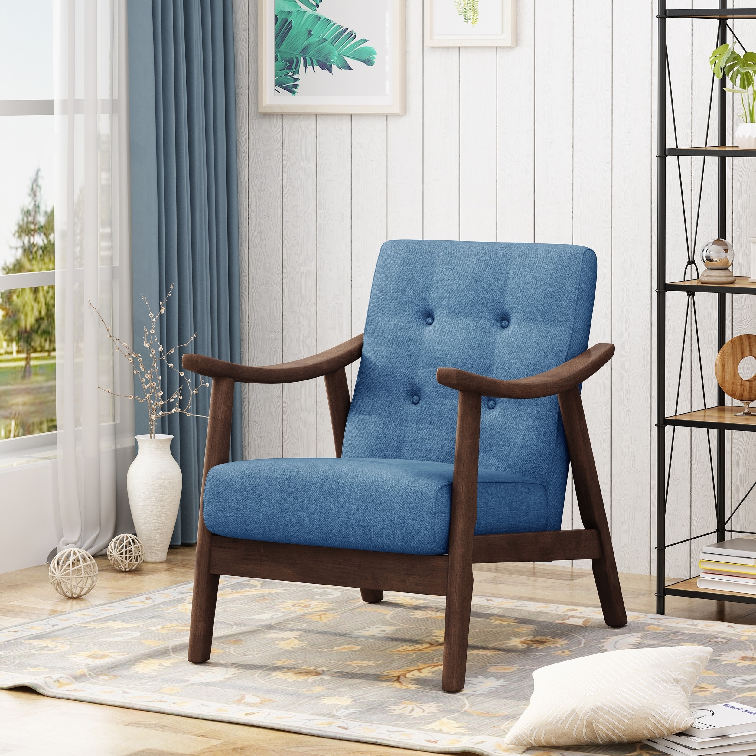 Aurora Mid Century Modern Accent Chair Beige Brown