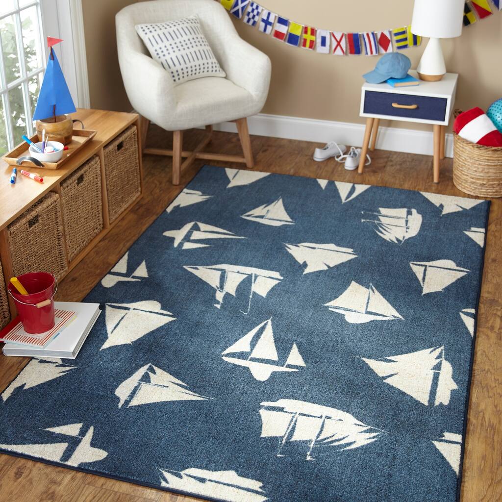 Mohawk Home Blue Boats Nautical Area Rug - Overstock - 22731731